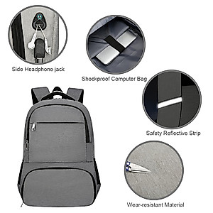 Lunch Backpack, Insulated Cooler Backpack Fits 15.6 Inch Laptop, Water-Resistant Backpack with USB Charging Port for Men, for Work Beach Camping Picnics Hiking,Dark Grey