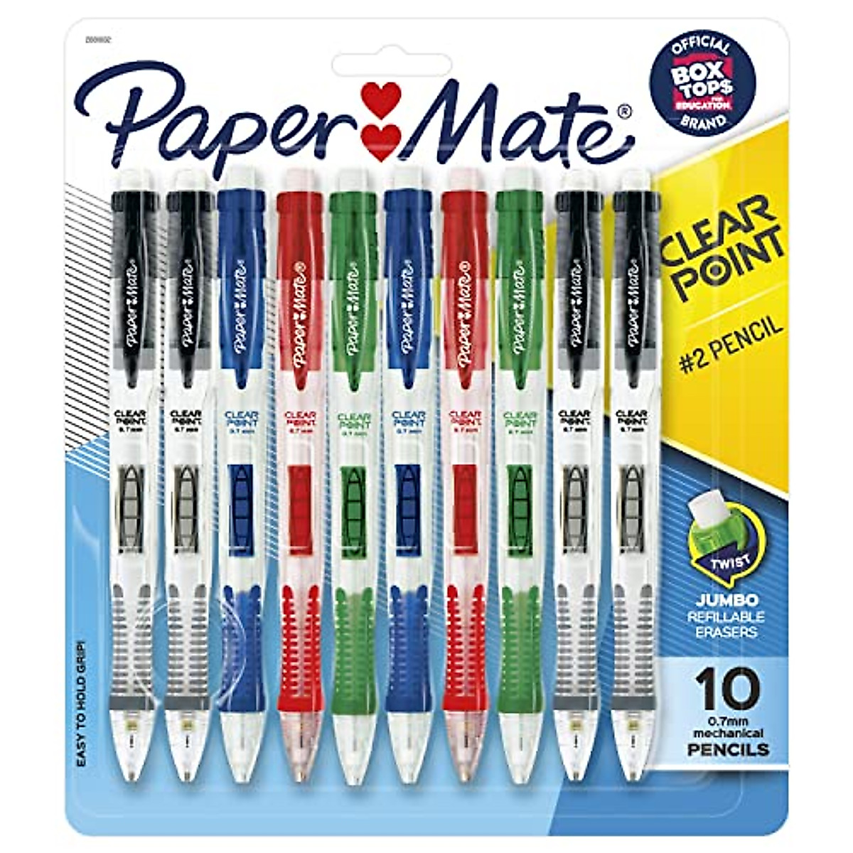 Paper Mate Clearpoint Mechanical Pencil, 0.7 mm, Assorted, Refillable, 10-pack