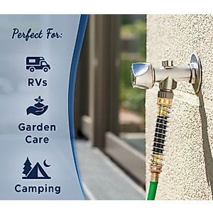 Morvat Brass Coiled Garden Hose Kink & Strain Protector, Hose Extension Connector for Outdoor Water Valve & Faucet, Adapter & Attachment with ¾” Standard Threading, Includes 8 Washers & Tape, 4 Pack