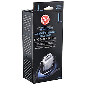 Hoover Platinum Collection Canister Vacuum Cleaner Type I HEPA Bag (2-Pack), 2 Count, AH10005