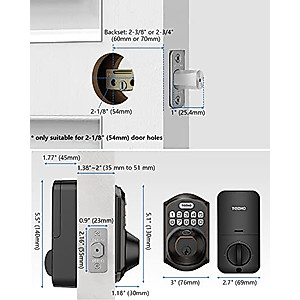 TEEHO TE002 Fingerprint Door Lock - Keyless Entry Door Lock with Keypad - Electronic Deadbolt Keyed Entry - Front Door Lock - Combination Door Lock - Easy Installation - Oil-Rubbed Bronze