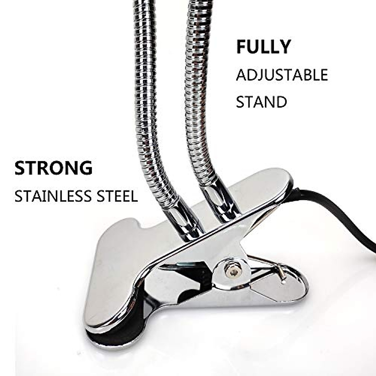 AMZCOOL Reptiles Dual Lamp Fixture Holder Clamp Two Independently Switches Adjustable Stand for Pet Habitat UVA UVB Heat Light Bulbs/Lamps