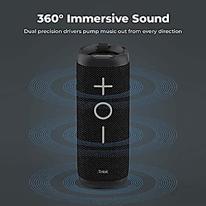 Tribit StormBox Bluetooth Speaker - 24W Portable Speaker, 360° Full Surround Sound, Enhanced Bass, Wireless Dual Pairing, IPX7 Waterproof, 20-Hour Playtime, 66ft Bluetooth Range Outdoor Speaker