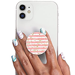 4 Pack Cell Phone Stand，Multi-Function Cellphone Foldable Finger Grip Holder for Smartphone and Tablets - Rose Gold Blush Pink Confetti White Black Stripes Marble Smile Heart