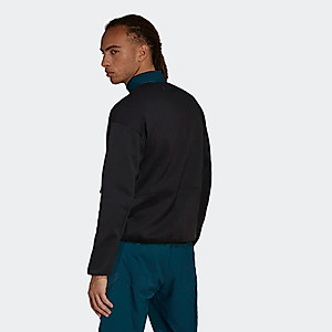 ADIDAS MEN’S TERREX HIKE HALF-ZIP POCKET MIDLAYER SWEATSHIRT, Black/Utility Green, 2XL