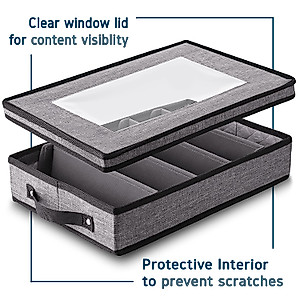 Flatware & Utensil Storage - Durable Silverware Storage Box with Padded Dividers, 5 Compartment Flatware Storage Case, Silverware Case with Handles and Removable Lid - Protects and Organizes Cutlery