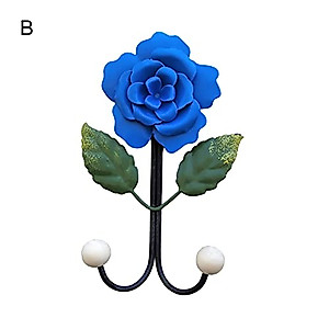 guohanfsh Daily Storage,Clothes Hook Wall-mounted Space-saving Iron Strong Bearing Flower Design Key Hook for Bathroom - Purple B