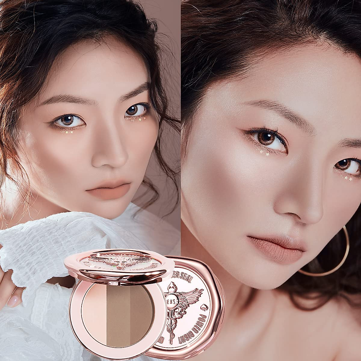 HEXZE Contour Powder Palette Face Sculpting Shading Powders Matte Highlighter Brightening Sleek Pigment Hydrating Bronzer