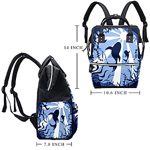 Underwater Shark Silhouette Diaper Bag Backpack Baby Nappy Changing Bags Multi Function Large Capacity Travel Bag