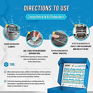 Washing Machine And Dishwasher Cleaning Tablets Bundle - Includes 12 Month Supply Dishwasher Cleaner Deodorizer & Washing Machine Descaler Deep Cleaning Tablets - 48 Tablet Combo