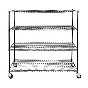 Metal Shelving Unit With Wheels, 4-Tier Wire Shelving, With Four Universal Wheels，Adjustable Support, Freestanding Heavy Duty Metal Wire Storage Shelf Rack For Warehouse, Industrial Or Commercial Etc