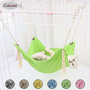 opsient Cat Hammock Bed for Cage - 19x19 inch Adjustable Hanging Cat Bed Reversible Cat hammocks for Indoor Cats, Sleeping and Resting Sleepy Pad for Kitten Ferret Puppy or Small Pet (Army Green)