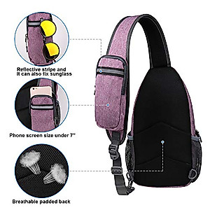 WATERFLY Crossbody Sling Backpack Sling Bag Travel Hiking Chest Bag Daypack (Purple)