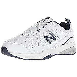 New Balance Men's 608 V5 Casual Comfort Cross Trainer, White/Navy, 10.5