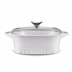 CorningWare, Non-Stick 3.2 Quart QuickHeat Roaster with Lid, Lightweight Roaster, Ceramic Non-Stick Interior Coating for Even Heat Cooking, French White