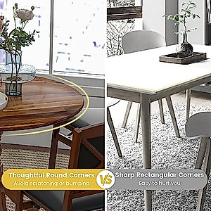 Giantex Wooden Dining Table, 40" D X 29" H, Pedestal Tables W/Round Tabletop & Curved Trestle Legs, 4-Person Round Dinner Table for Kitchen, Dining Room, Living Room (40" D, Walnut)