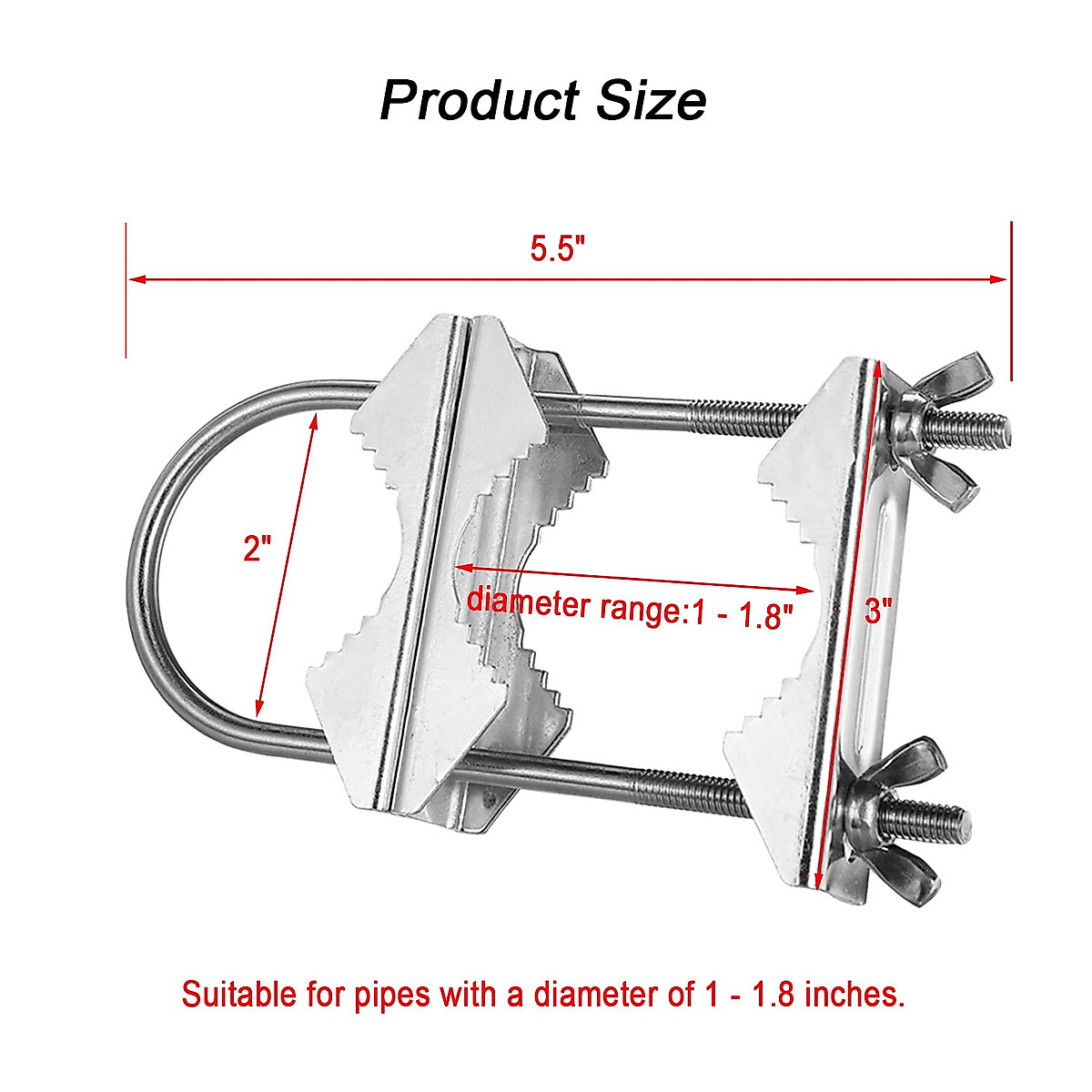 Wdwlbsm Double Antenna Mast Clamp V Jaw Block with U Bolts|Heavy Duty Anti-Rust Mast to Mast Mount Bracket Kit for TV,CB,Ham,Pipe,Flag Pole,Hold Umbrella Parasols for Deck Railing,Fence(2 Set)