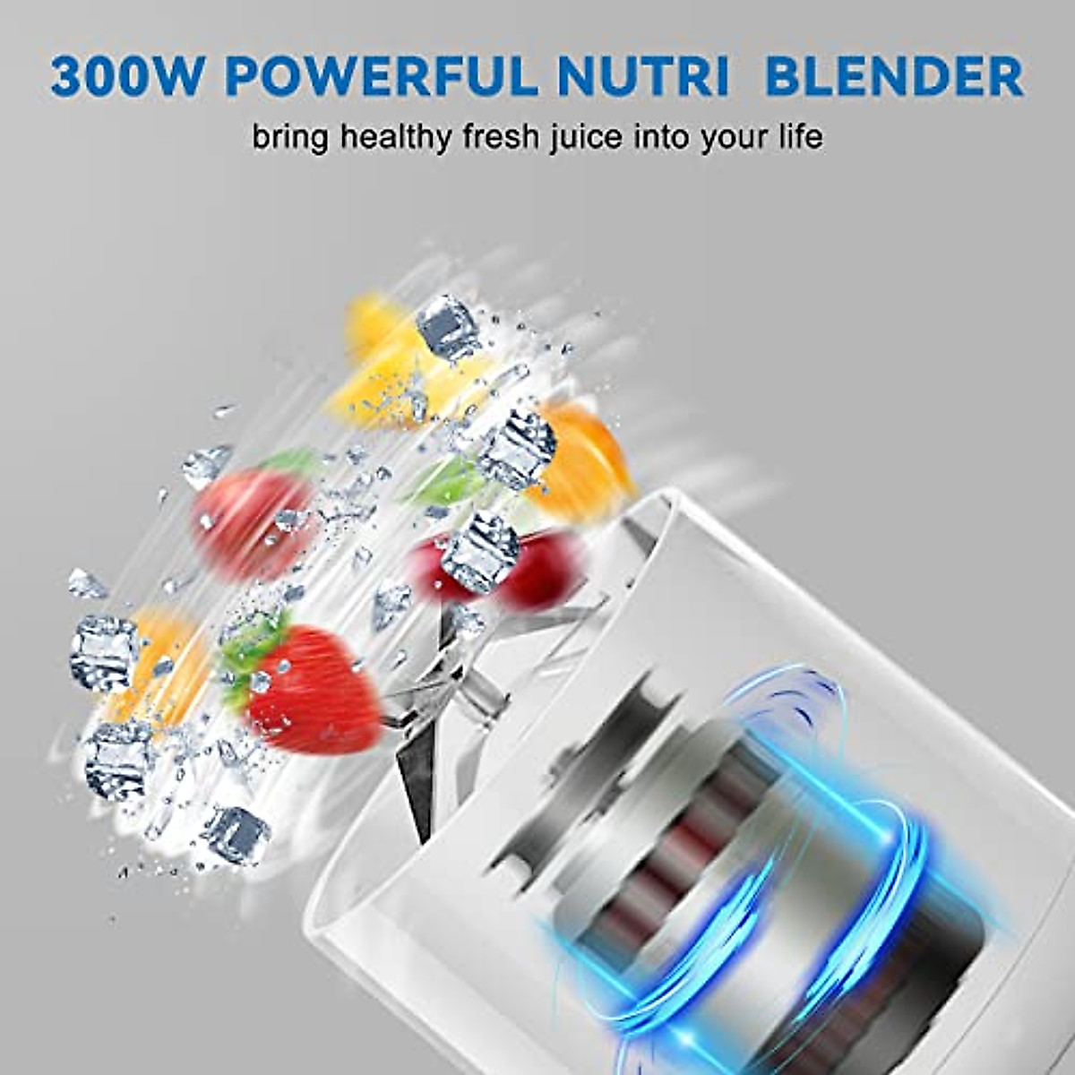 Blender for Smoothies, 300W Portable Blender with Pulse Technology and USB Magnetic Charging, KOBWA 20oz Personal Size Blender with a Removable Travel Bottle for Shakes,Ice, Frozen Fruit,Nuts (White)