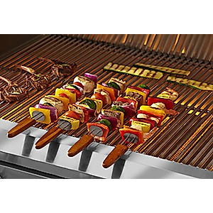 Mr. Bar-B-Q 40217Y Oval Wood Handle Double Pronged Skewers, 4 Pcs