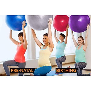 Emoly Exercise Ball for Yoga, Fitness, Balance Stability, Extra Thick Professional Grade Balance & Stability Ball - Anti Burst, Workout Program 2020 (Purple, 45cm)