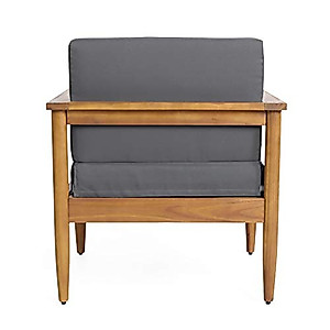 Eudora Outdoor Acacia Wood 2 Seater Chat Set, Teak and Dark Gray