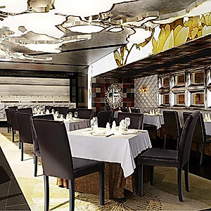 Yaheetech Dining Chairs Side PU Cushion Chairs with Waterproof Surface and Wood Legs for Kitchen Restaurant and Living Room, Set of 8, Brown