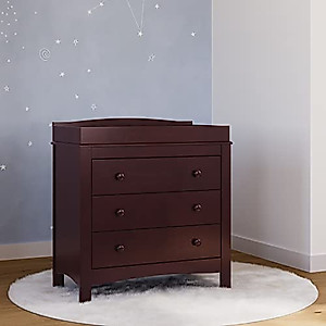 Graco Noah 3 Drawer Chest with Changing Topper (Espresso) – GREENGUARD Gold Certified, Baby Dresser With Changing Table Top, Dresser for Nursery, 3 Drawer Kids Dresser