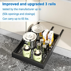 Ehfetyia Pull Out Cabinet Organizer Expandable(Width 12"-18" and Depth 13.3-24"), Adjustable Cabinet Drawers,for Kitchen Cabinets,Pantry Storage Shelves, Pull Out Cabinet Organizer(Black)