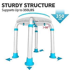 Gillion Shower Chair for Inside Shower, 360 Degree Swivel Shower Seat, Adjustable Height Shower Stool, Non-Slip Shower Bench Bathtub Seat Stool for Elderly Disabled Adults Handicap 350 lbs Capacity