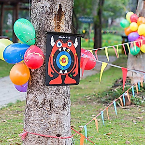 Giggle N Go Dart Board for Kids & Adults - Outdoor or Indoor Game Set with 6 Magnetic Darts and Reversible, Roll-Up Dartboard - Monster Theme﻿