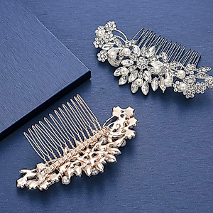 Hapibuy Crystal Wedding Hair Comb Bridal Hair Comb Pearl Wedding Headpiece Silver Hair Accessories