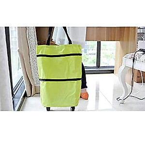 Collapsible Trolley Bags, Folding Shopping Bag with Wheels Reusable Grocery Bags Shopping Trolley Bag for Shopping Home Kitchen Supermarket Travel