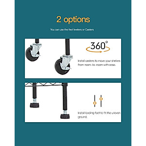 BestMassage Wire Shelving Unit Heavy Duty Garage Storage Shelves Large Metal Shelf Organizer 6-Tier Height Adjustable Commercial Grade Utility Steel Storage Rack with Wheels,18 x 48 x 72 (Black)