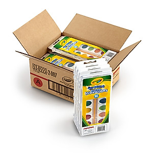 Crayola Washable Watercolor Paint Set, Bulk Art Supplies, Case of 12, 16Count