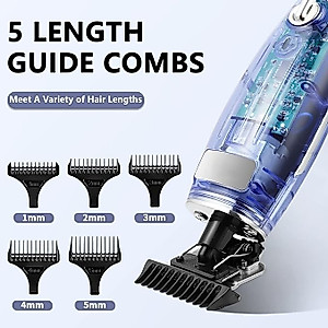 COUEMT Hair Trimmer for Men Zero Gapped Trimmer Shape Up Clipper for Men Cordless Hair Edger Professional T Blade, Sculpted Styling Barber Shears, Rechargeable Razor， 1-3mm, Blue