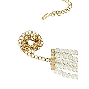 I Jewels Gold Plated Indian Wedding Bollywood Kundan & Pearl Studded Adjustable Kamarband/Belly Chain For Women/(B036G)