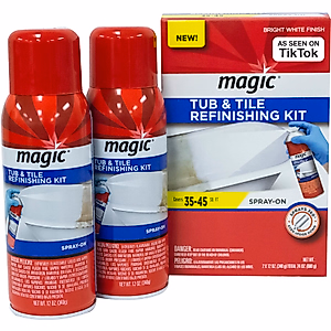 Magic Tub and Tile Refinishing Kit - Spray on Aerosol - Refinish Sinks Tile Porcelain Acrylic Fiberglass and Ceramic Surfaces, Bright White, 12 Ounce (Pack of 2)