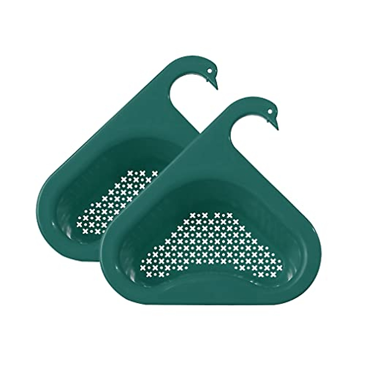 OFCTACK Swan Drain Strainer Basket 2 Pack Plastic Kitchen Garbage Disposal Stopper Sink Corner Accessories for Faucets Diameter Max 1.8 inches, Green