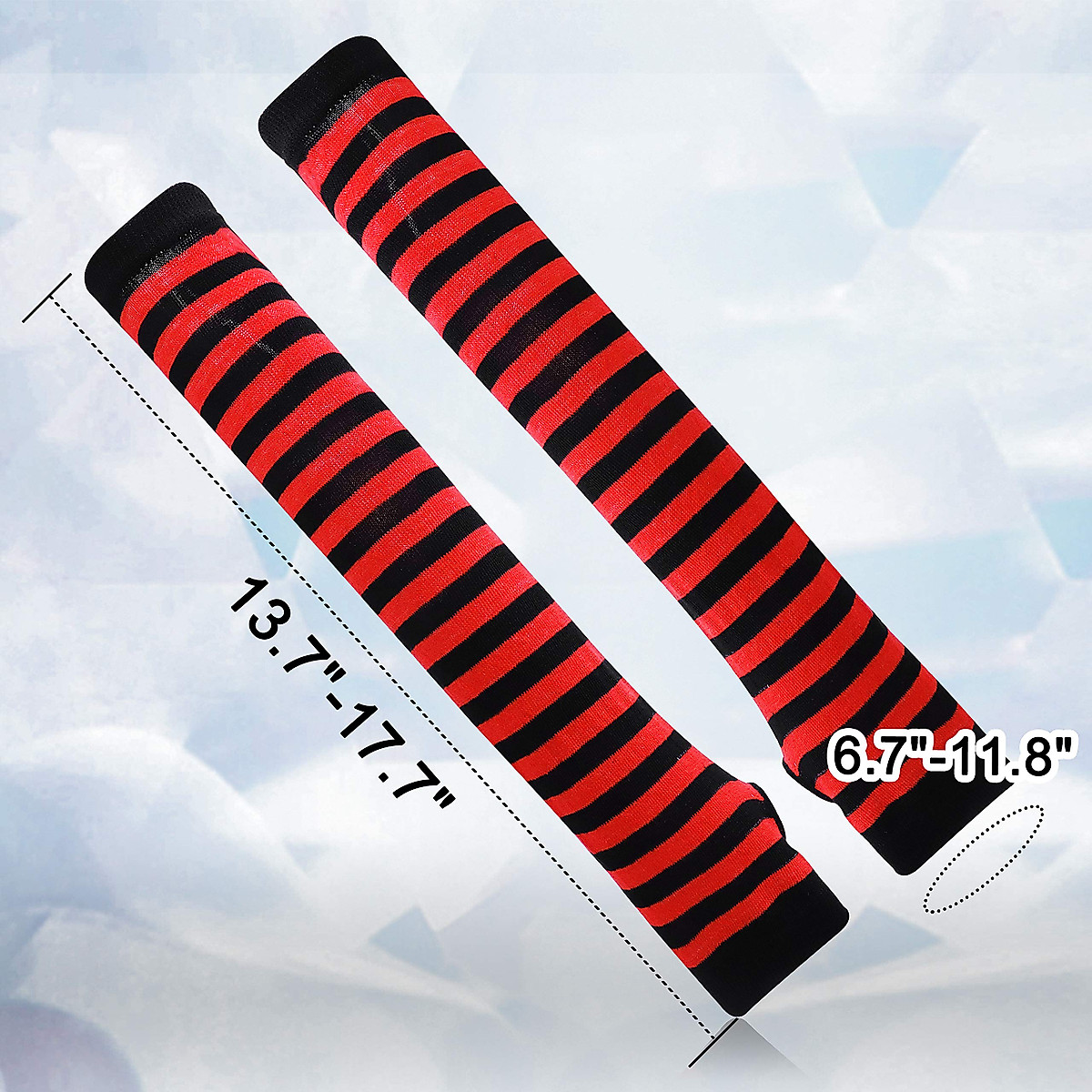 Bellady 3 Pairs Striped Arm Warmers Fingerless Gloves for Women