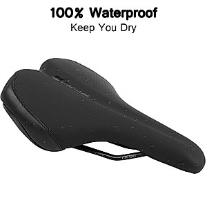 FIFTY-FIFTY Mountain Bike Saddle, Comfortable Memory Foam Bicycle Seat, Soft Waterproof Bicycle Seat for Men and Women, Compatible with MTB, Road Bike
