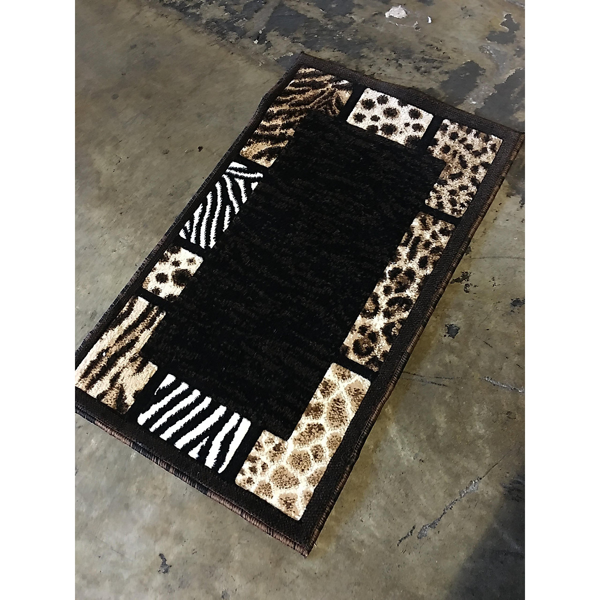 Masada Rugs Animal Skin Leopard Border Door Mat Rug Black Design 73 Skinz (2 Feet X 3 Feet 4 Inch