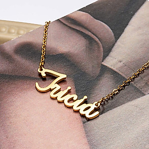 Awegift Women Jewelry Name Necklace Big Initial Gold Plated Best Friend Women Gift for Her Lacey