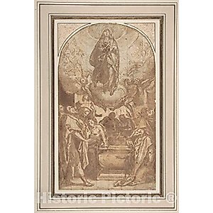 Historic Pictoric Art Print : Cesare Nebbia - The Assumption of The Virgin : Vintage Wall Décor : 16in x 24in