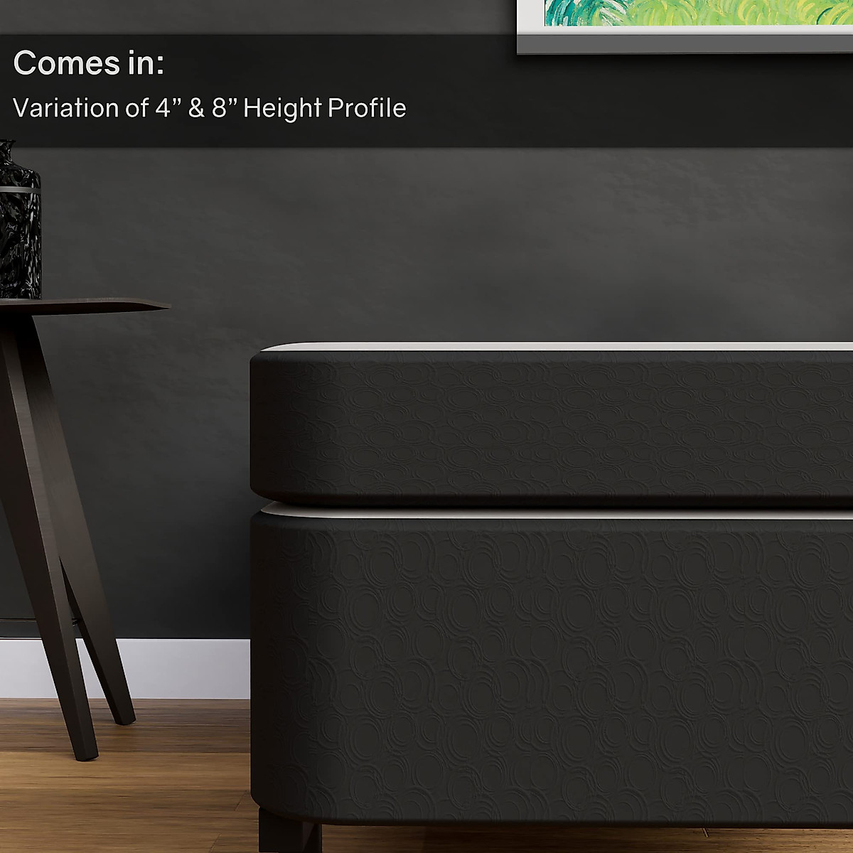 Treaton Wood Split High Profile Traditional 8-inch Fully Assembled Foundation Set-Strong Structure – Luxurious Durable Bedding King Mattress Box Springs – Black