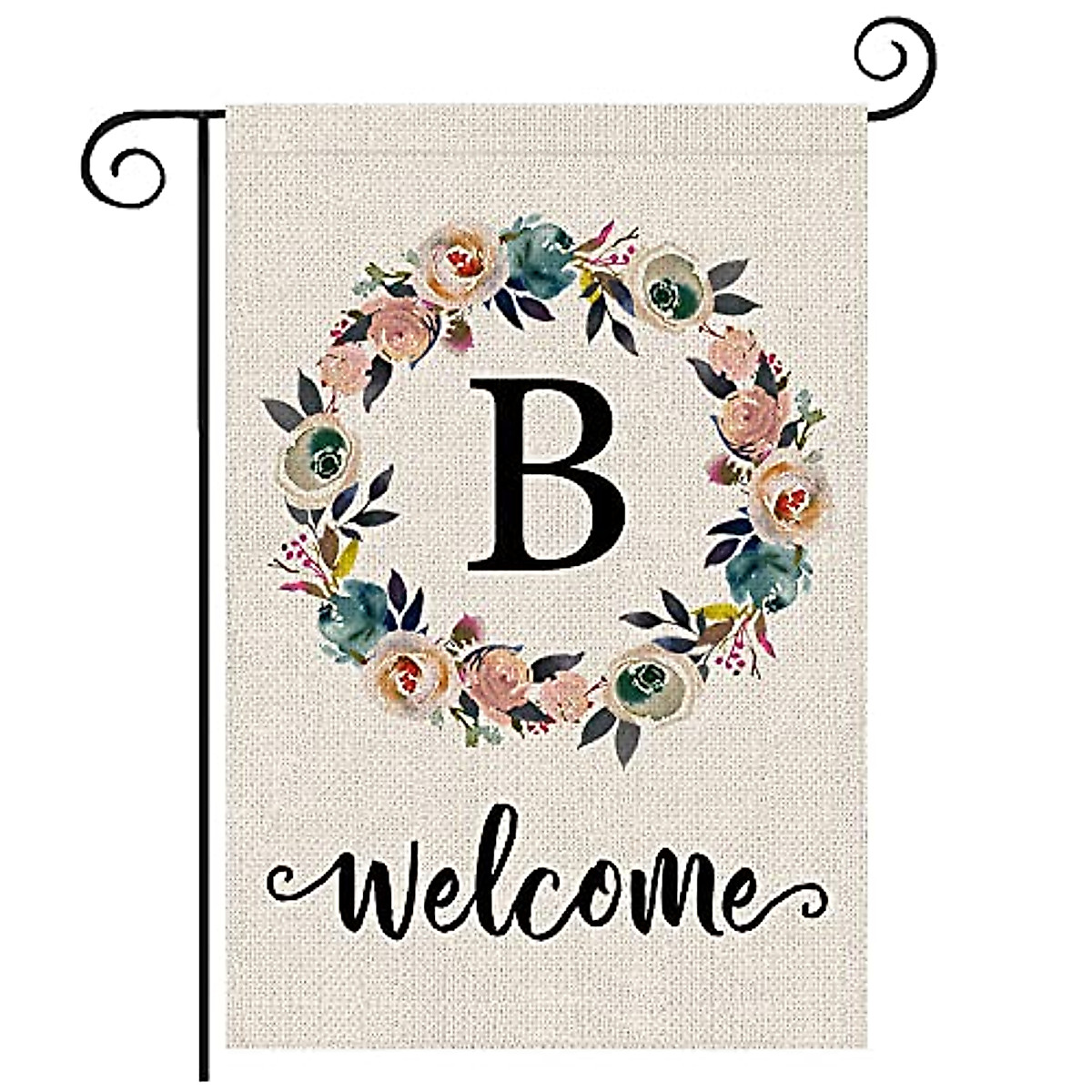 PARTY BUZZ Monogram B Garden Flag, Small Mini Initial Letter Outside Outdoor Burlap Yard Flag (12x18, Double Sided)