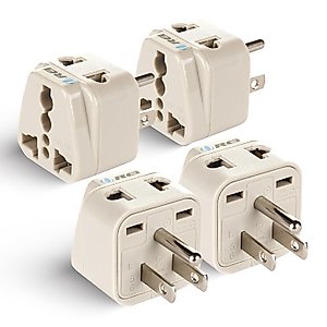 OREI USA, Japan, Philippines & More (Type B) Travel Adapter Plug - 2 in 1 - CE Certified - RoHS Compliant - 4 Pack - White Color (DB-5-4PK)