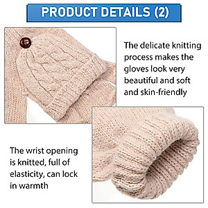Tarpop 4 Pairs Winter Convertible Gloves Fingerless Mittens Knit Flip Wool Gloves Warm Half Finger Women Gloves with Cover (Black, Gray, Brown, Khaki)