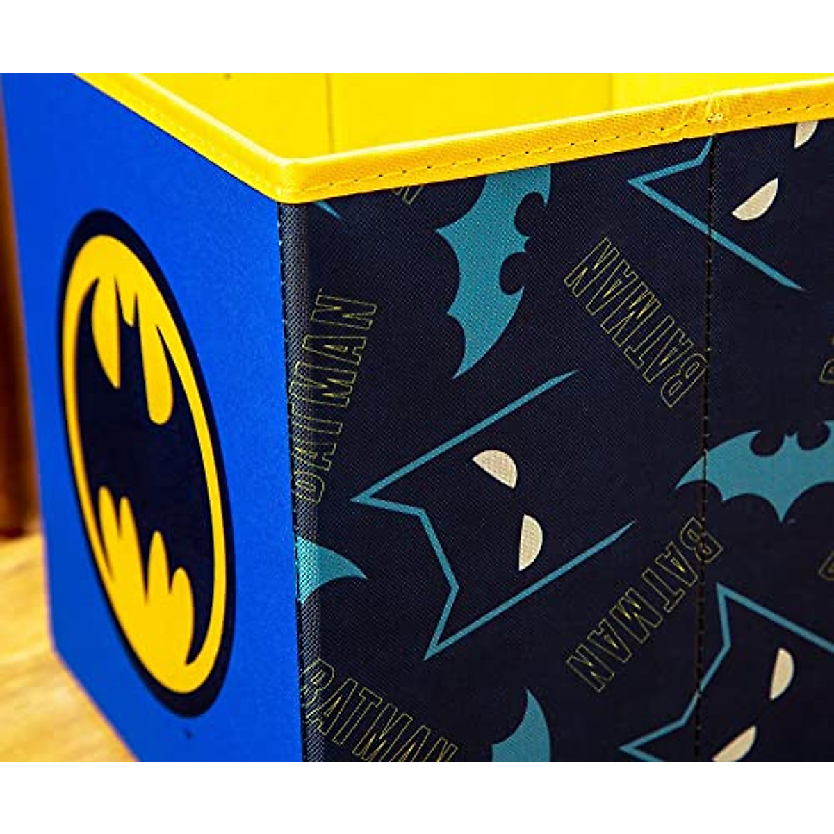 DC Comics Batman Logo 11-Inch Storage Bin Cube Organizer | Fabric Basket Container, Cubby Cube Closet Organizer | Comic Book Superhero Toys, Gifts And Collectibles