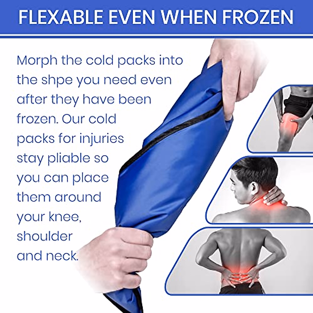 Gel Soft Flexible Ice Pack for Injuries Reusable - (Large: 11"x14.5") for Hip, Shoulder, Knee, Back - Comfy Cold Pack Compress for Swelling, Bruises, Surgery