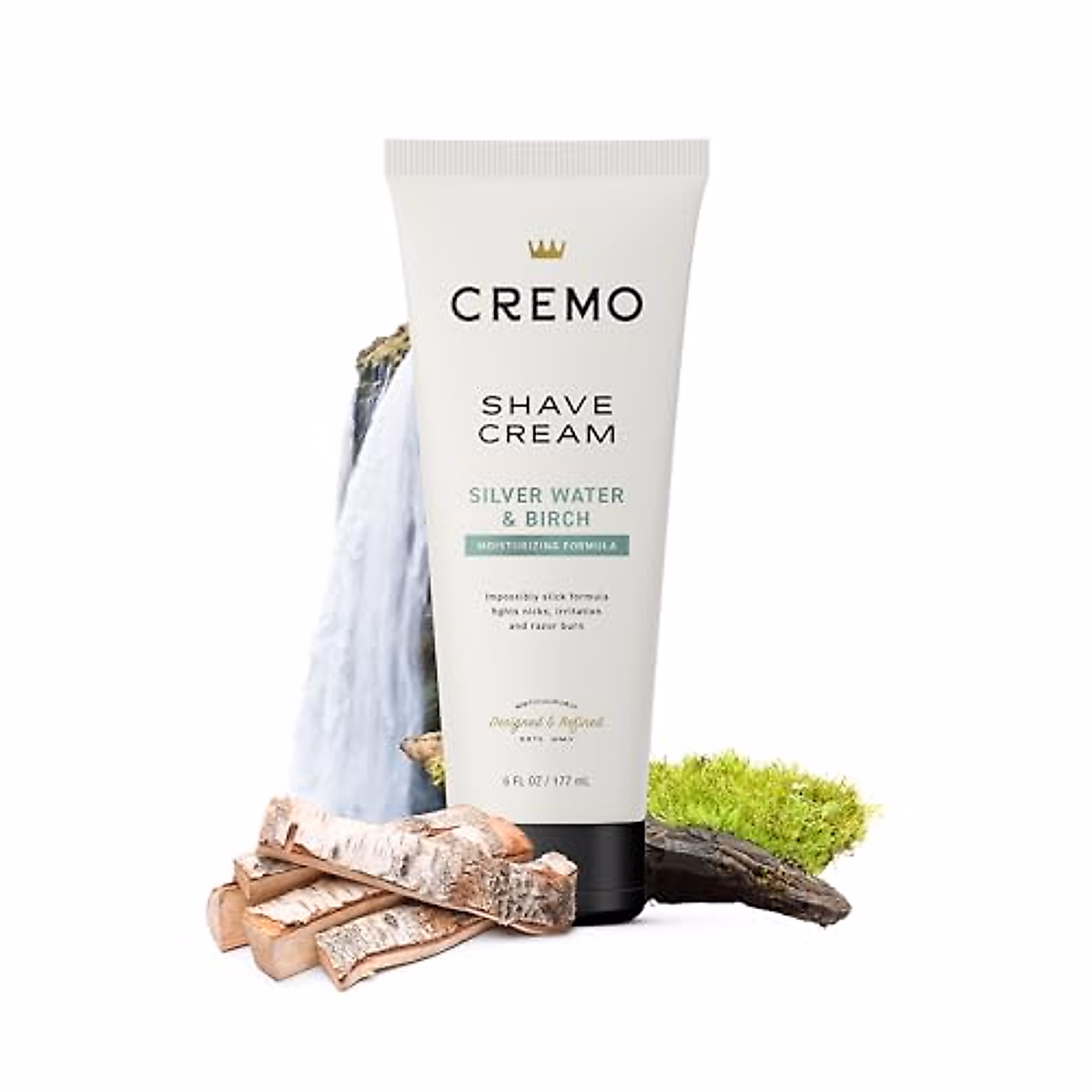 Cremo Silver Water & Birch Shave Cream, Astonishingly Superior Ultra-Slick Shaving Cream for Men, Fights Nicks, Cuts and Razor Burn, 6 Fl Oz